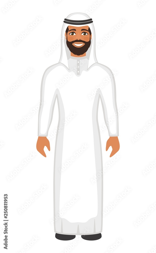 Arabian Man. Cartoon character isolated on white background. Flat style ...