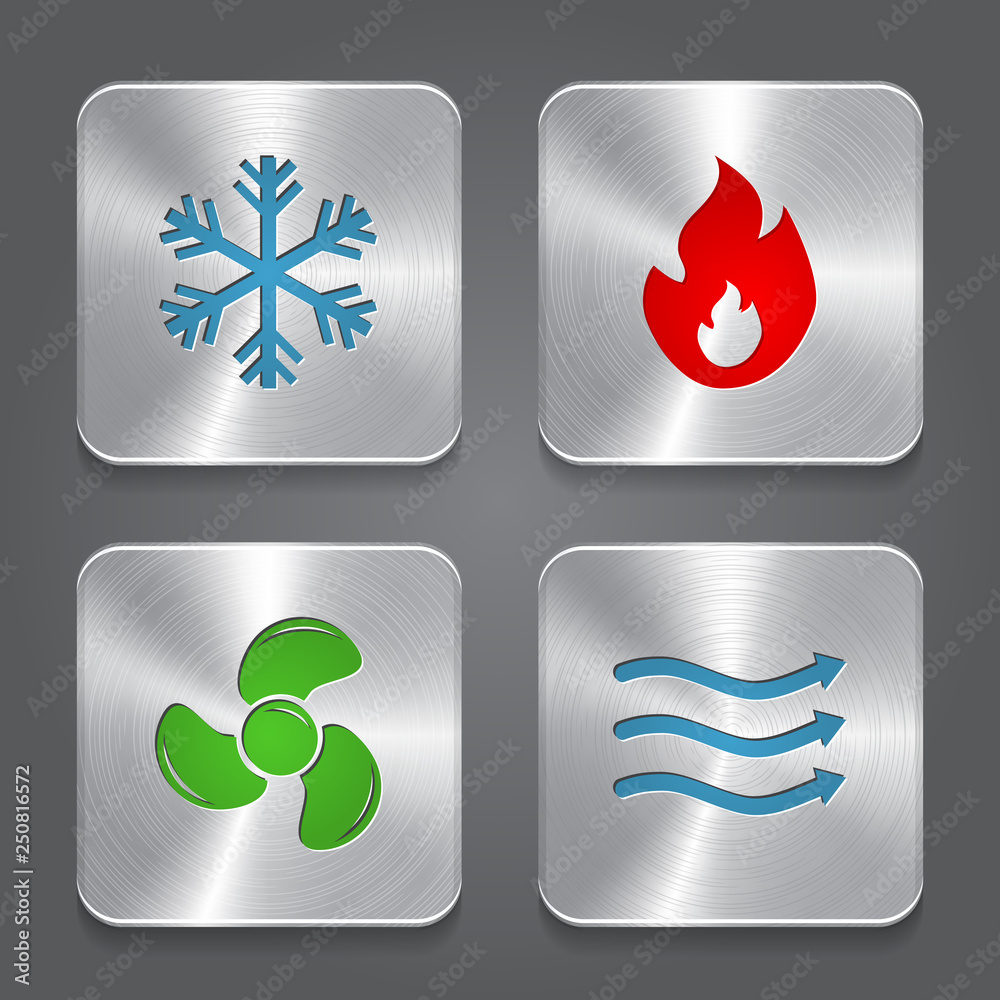 HVAC (heating, ventilating, and air conditioning) Icons. Heating and ...