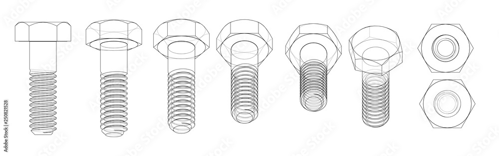 Sketch of Bolts Set Stock Vector | Adobe Stock