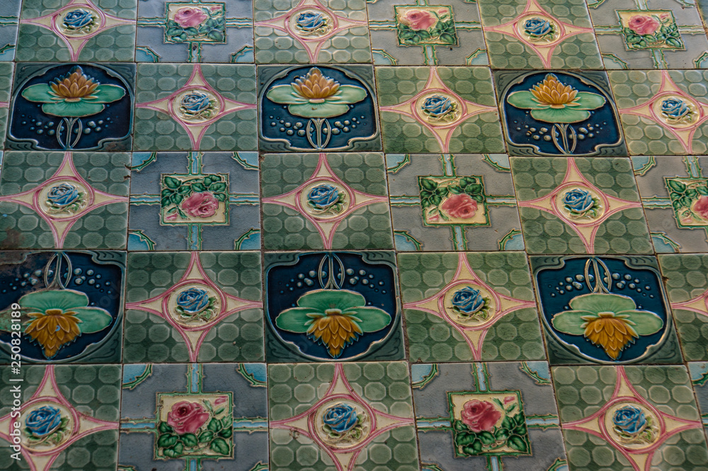 lovely ceramic tiles on the floor of the Shwezigon Paya Temple Pagoda ...