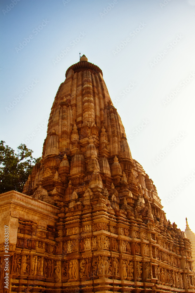 Hindu Temples of Love in Kajuraho. Retro color photo Stock Photo ...