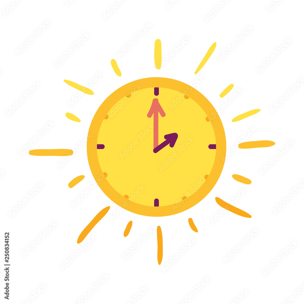 Sun clock cartoon color illustration Stock Vector | Adobe Stock