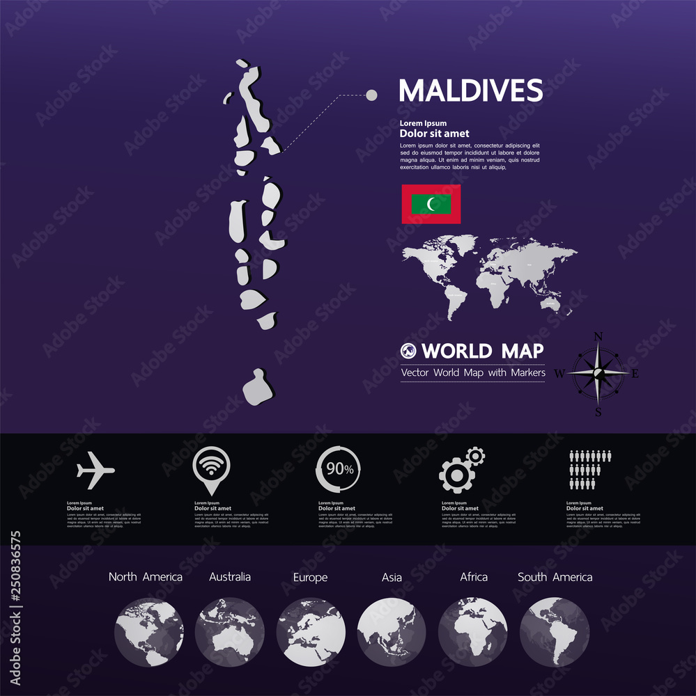 Maldives map vector illustration Stock Vector | Adobe Stock