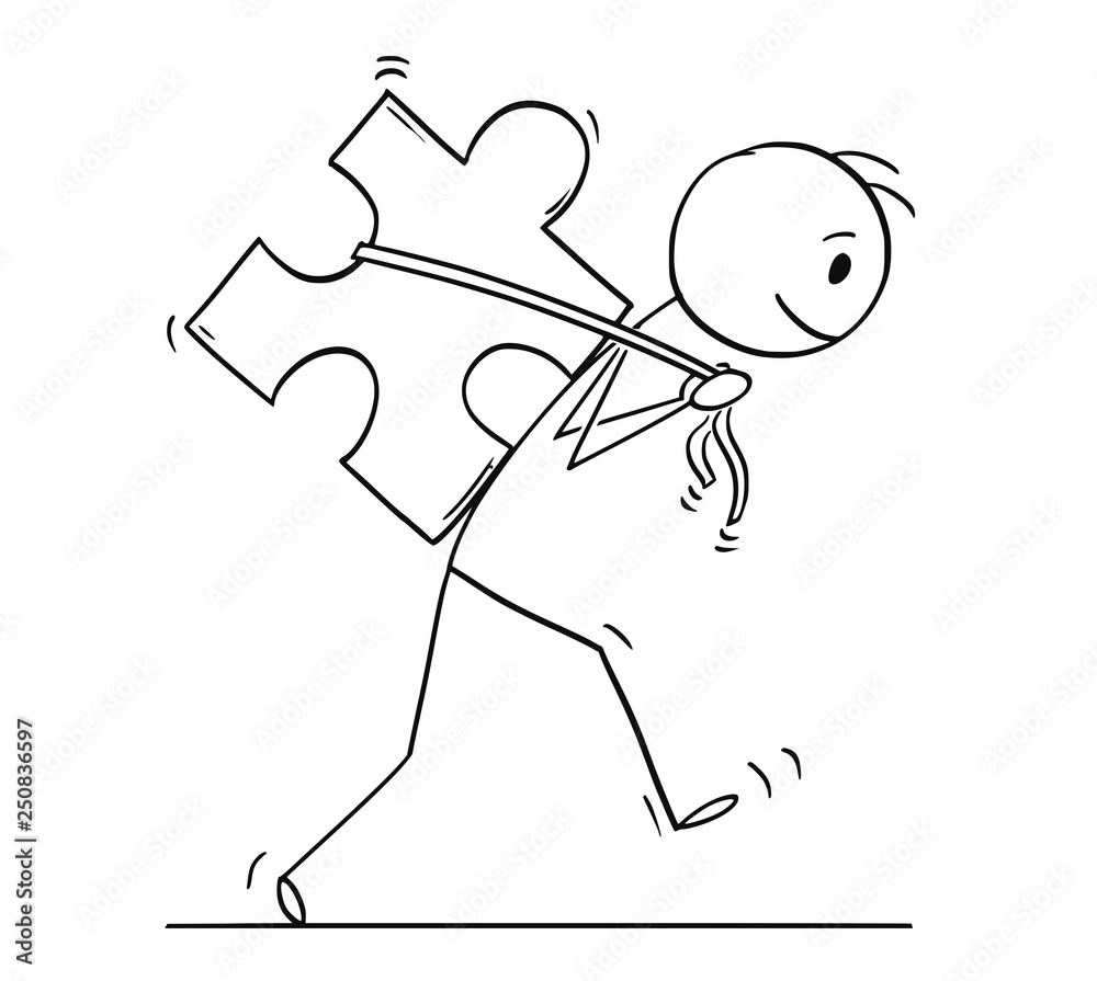 Cartoon stick figure drawing conceptual illustration of man or ...