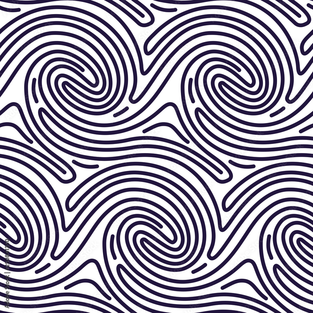 Seamless Pattern in Fingerprint Style. Curved Lines Background. Finger ...