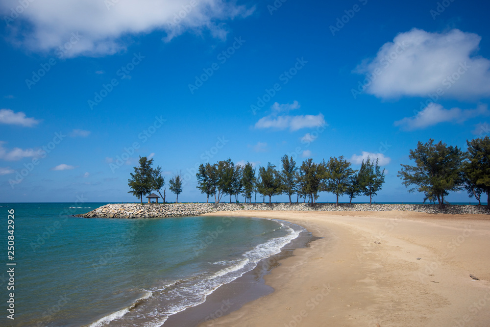 Beautiful Scene of Jerudong Beach with blue sky Stock Photo | Adobe Stock