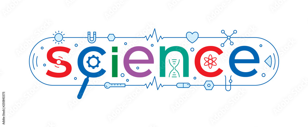 science word. science word and symbols vector Stock Vector | Adobe Stock