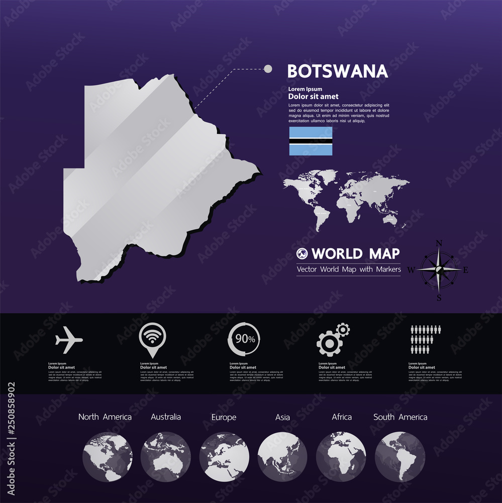 Botswana map vector illustration. Stock Vector | Adobe Stock