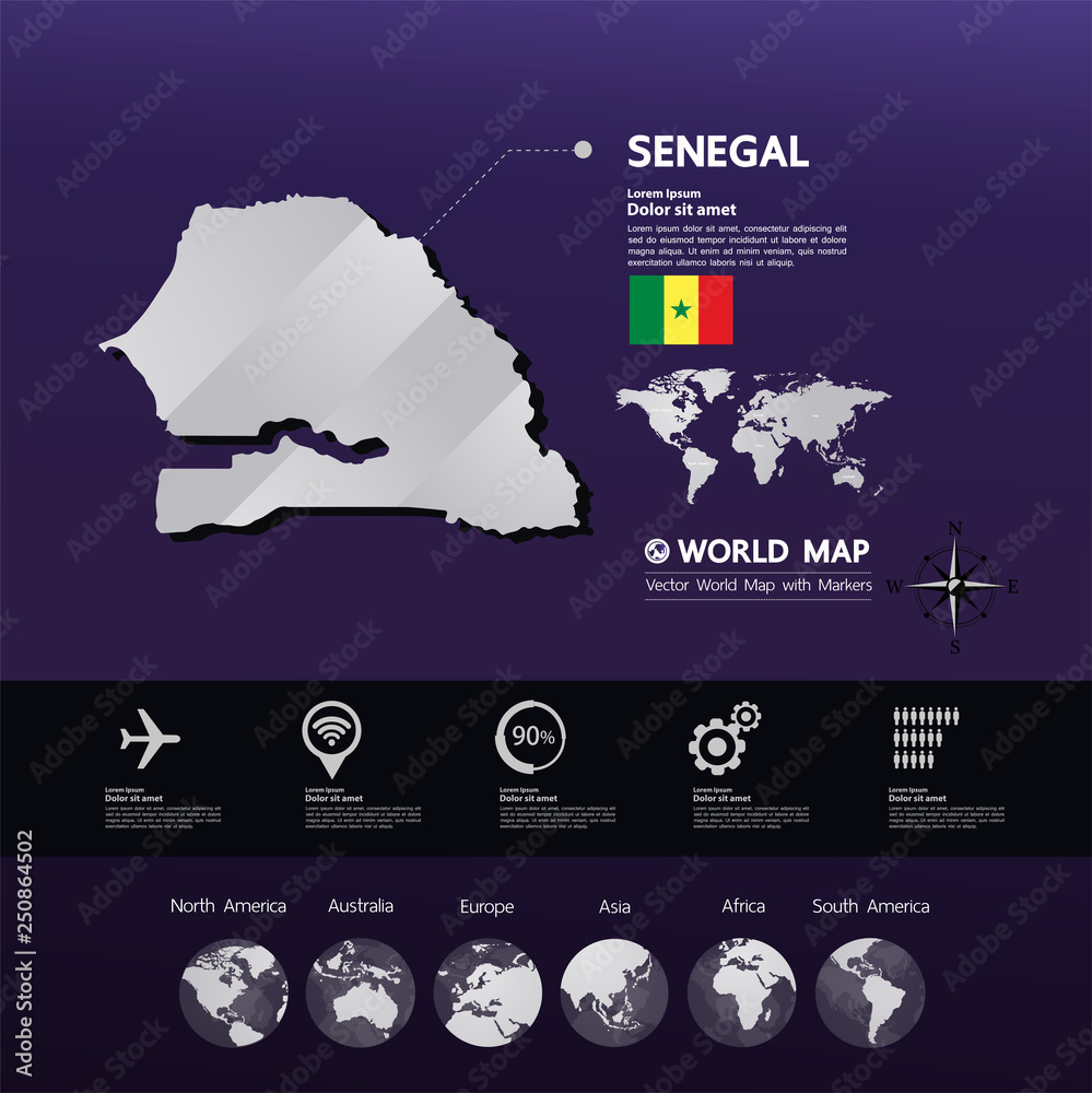 Senegal map vector illustration. Stock Vector | Adobe Stock