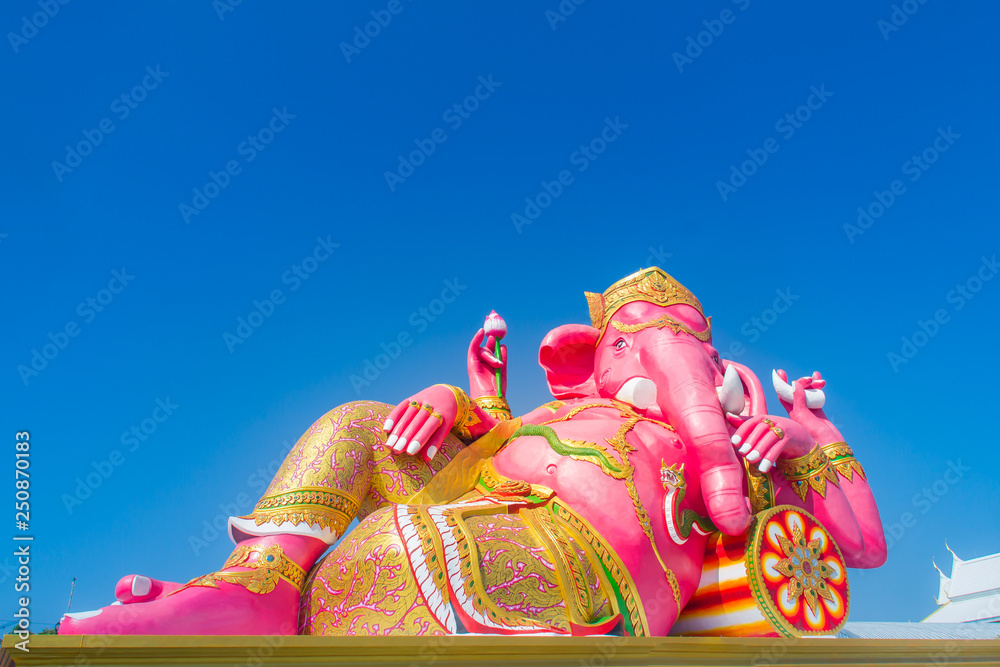 Giant pink ganesha statue wat Samarn, Chachoengsao, Thailand. Ganesha ...