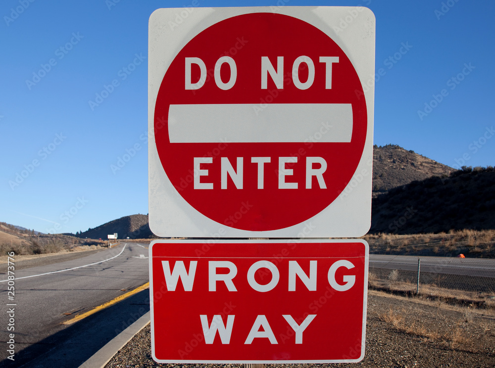 Do Not Enter and Wrong Way Signs Stock Photo | Adobe Stock