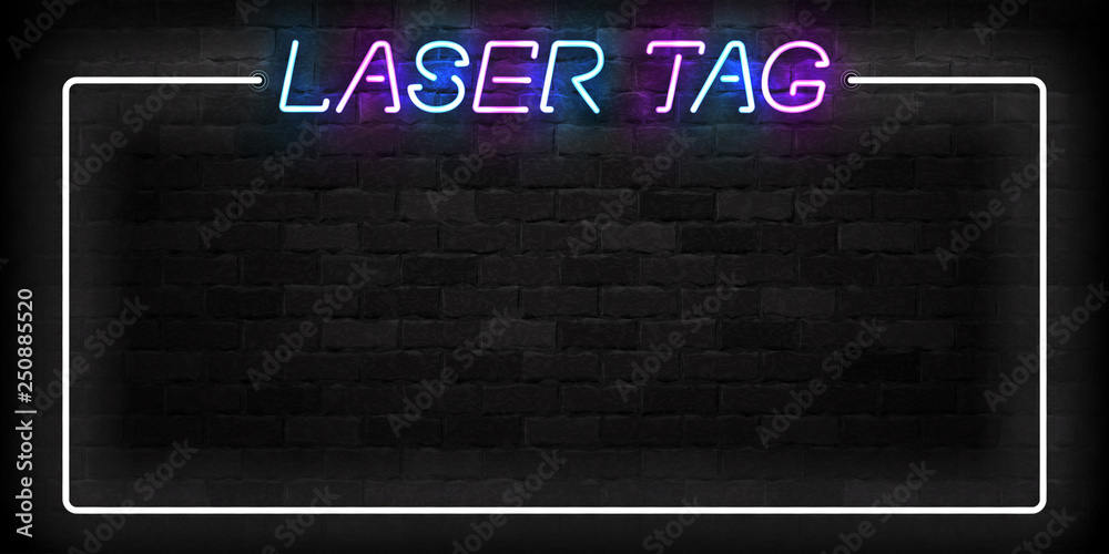 Vector realistic isolated neon sign of Laser Tag frame logo for ...