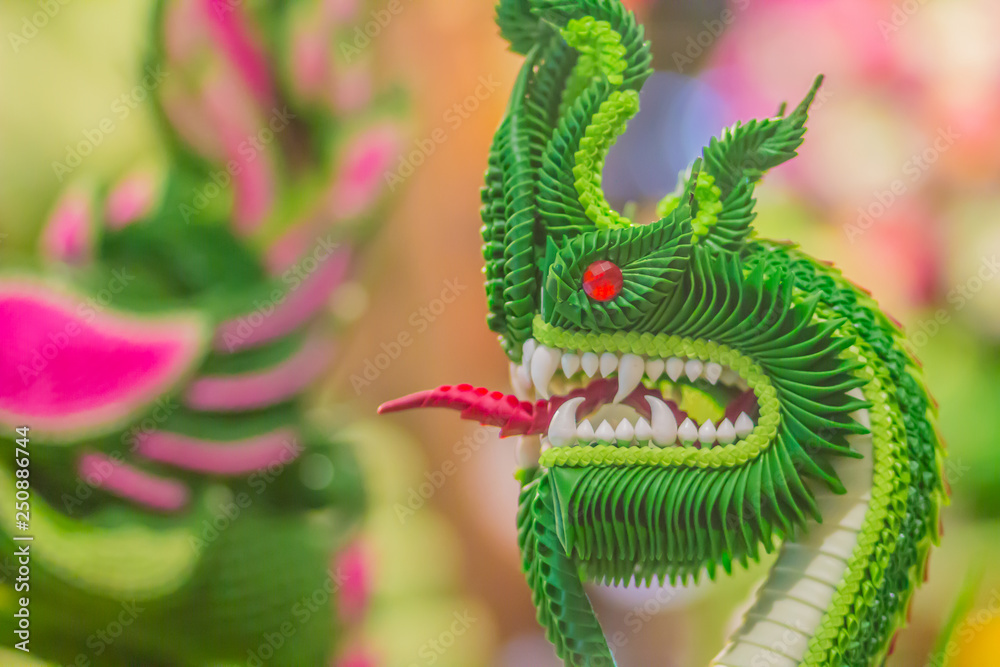 Beautiful Naga made from banana leaves. Naga-Shaped Bai Sri, or ...