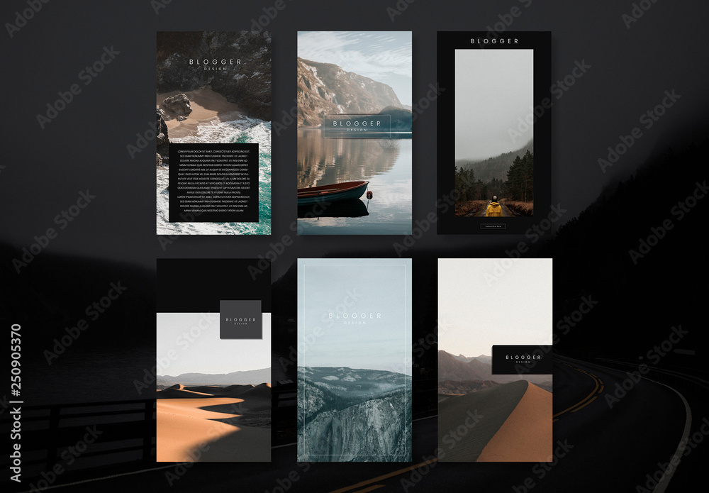 Blogger Social Media Post Layouts with Photo Placeholders Stock ...