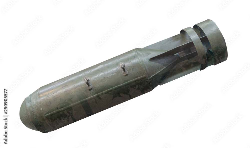 aerial bomb of World War II, isolated on white background. aerial bomb ...
