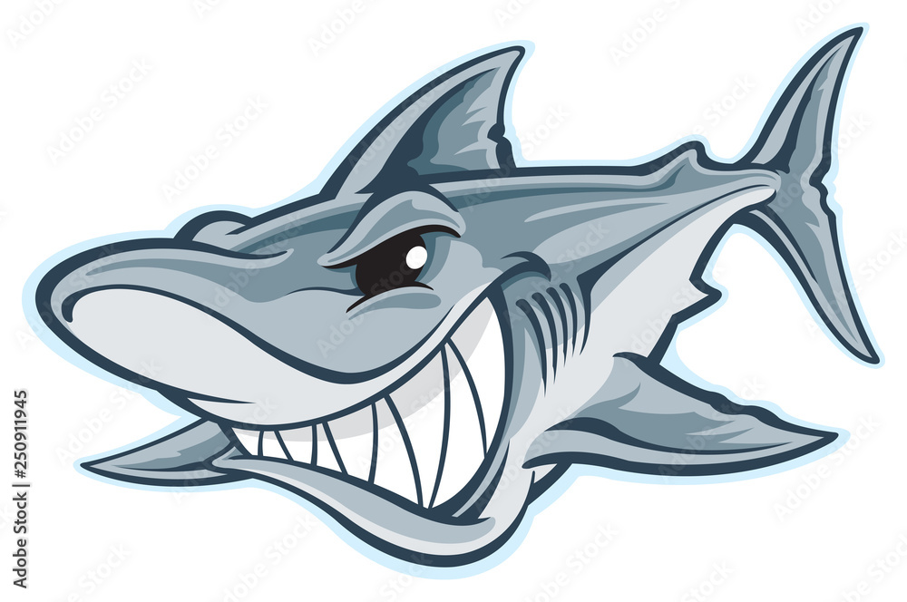 Great white shark cartoon Stock Vector | Adobe Stock
