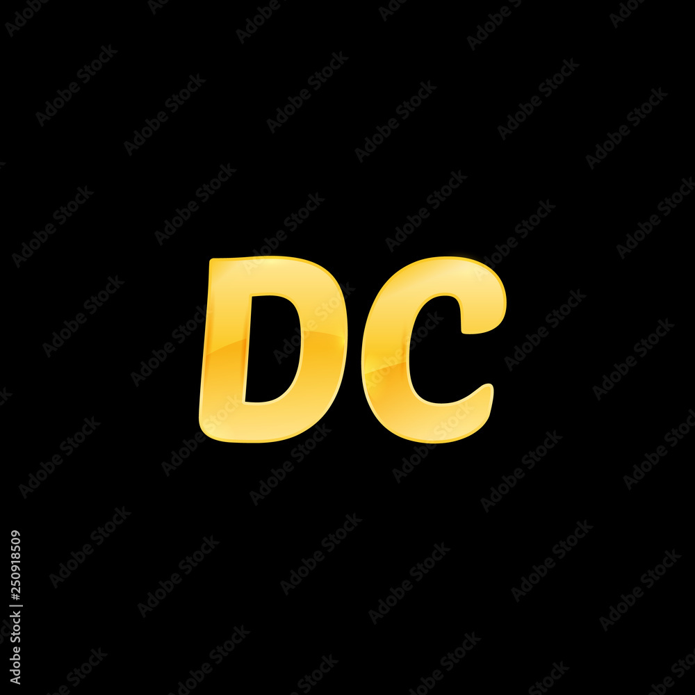 Initial letters DC with logo design inspiration gold metallic texture ...