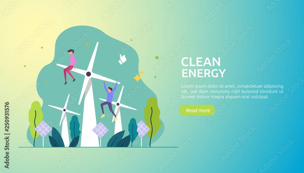 green clean energy sources. renewable electric sun solar panel and wind ...