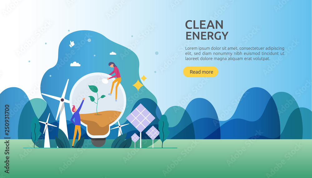 Green Clean Energy Sources Renewable Electric Sun Solar Panel And Wind
