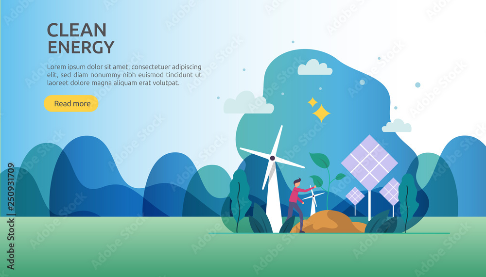 Green Clean Energy Sources Renewable Electric Sun Solar Panel And Wind
