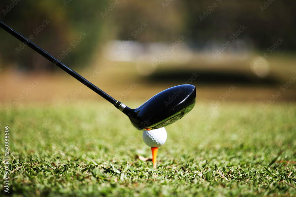 Golf club and golf ball close up in golf coures at Thailand Stock Photo ...