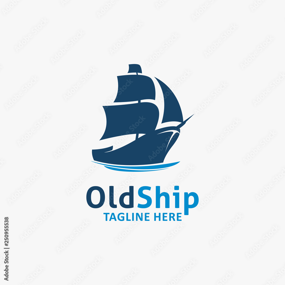 Old ship logo design Stock Vector | Adobe Stock