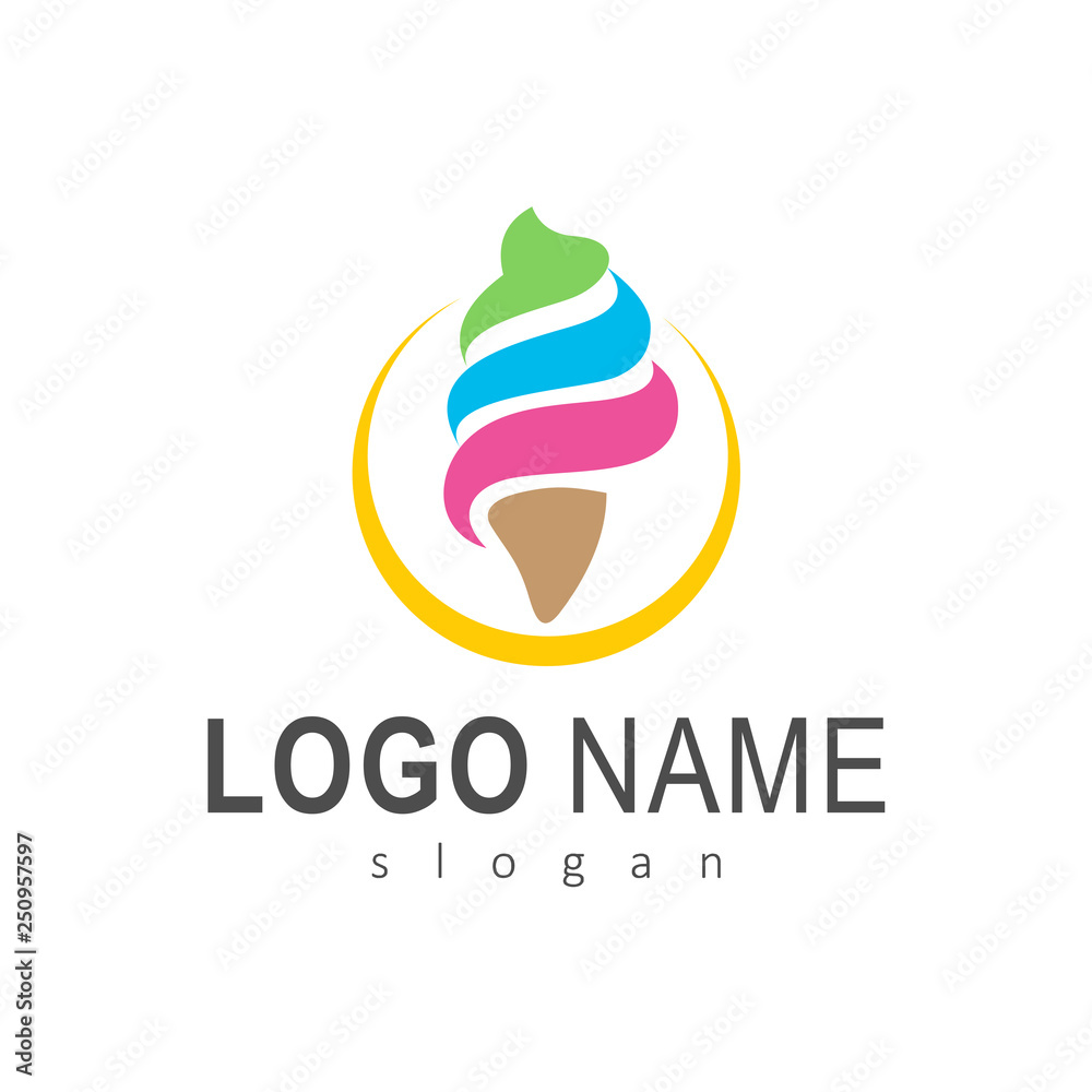 ice cream logo in circle shape Stock Vector | Adobe Stock