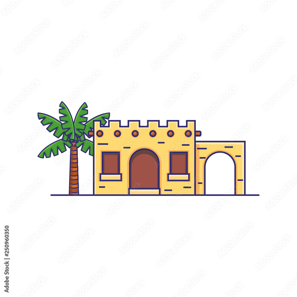Tradional Tribe Arabic Middle Eastern House Vector Icon Stock Vector ...