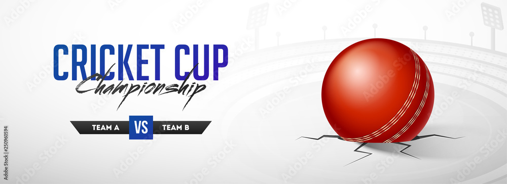 Cricket Championship header or banner design with realistic cricket ...