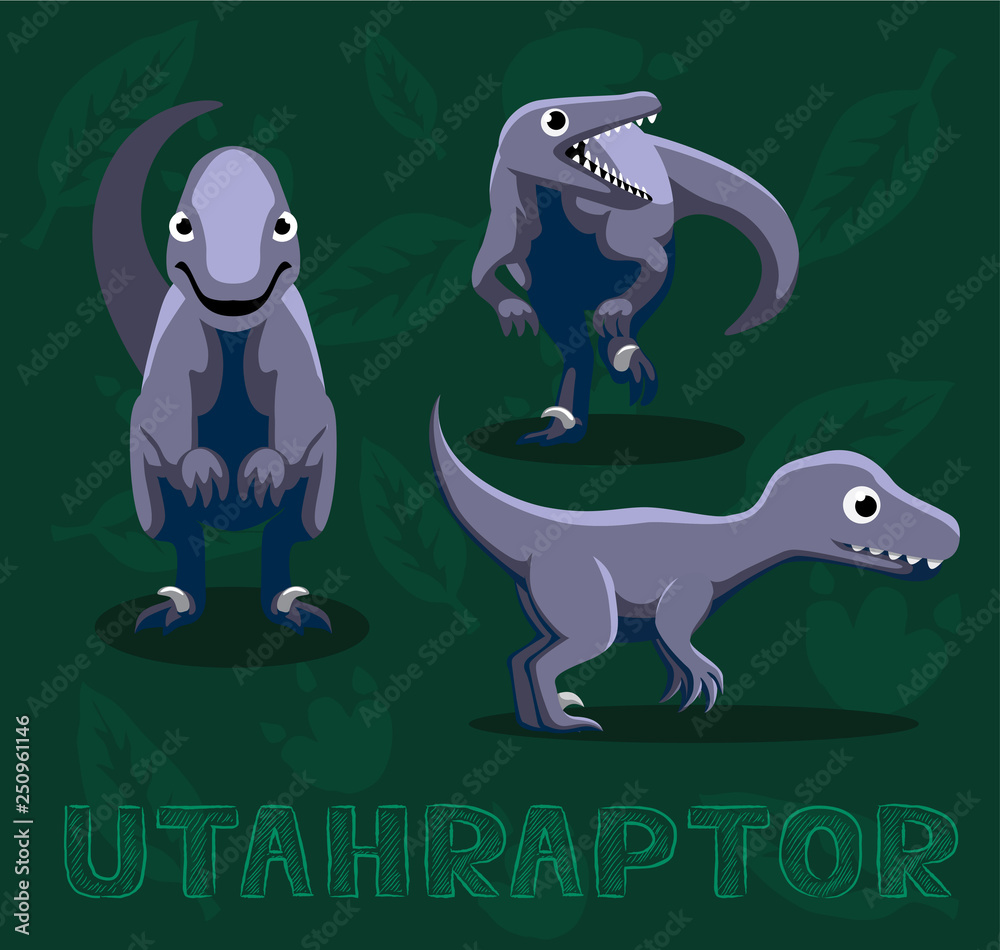 Dinosaur Utahraptor Cartoon Vector Illustration Stock Vector | Adobe Stock
