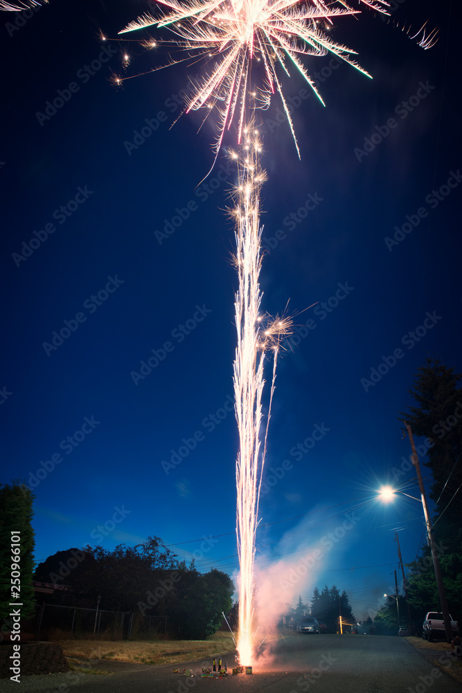 Firework display at night Stock Photo | Adobe Stock