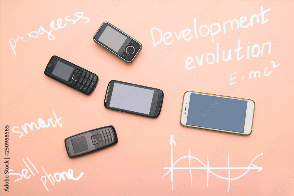 evolution of cell phones. Technology development telephone and pda ...