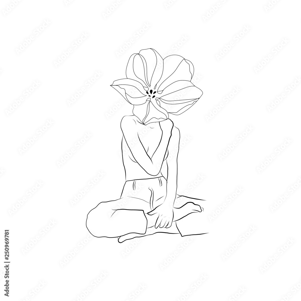 abstract face one line drawing. Portrait minimalistic style . One line ...