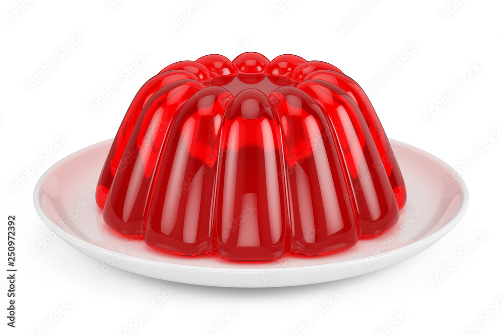 Jelly on a plate isolated on white. 3d rendering Stock Illustration ...