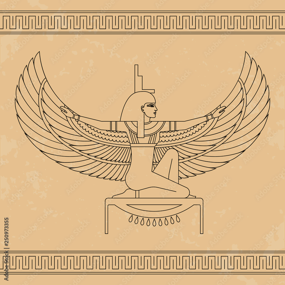 The Egyptian goddess Isis and set of Egypt hieroglyphs. Animation ...