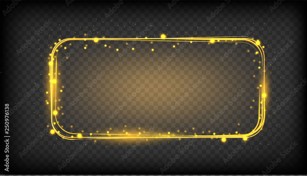 Vector golden light frames and design elements . glowing magic square ...