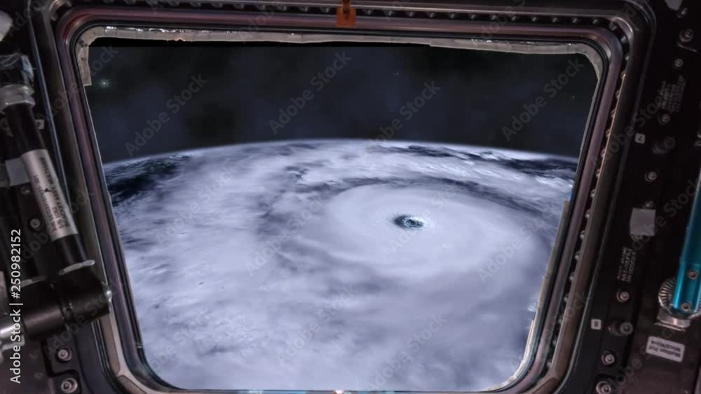 Hurricane Storm tornado as seen through window of International Space ...