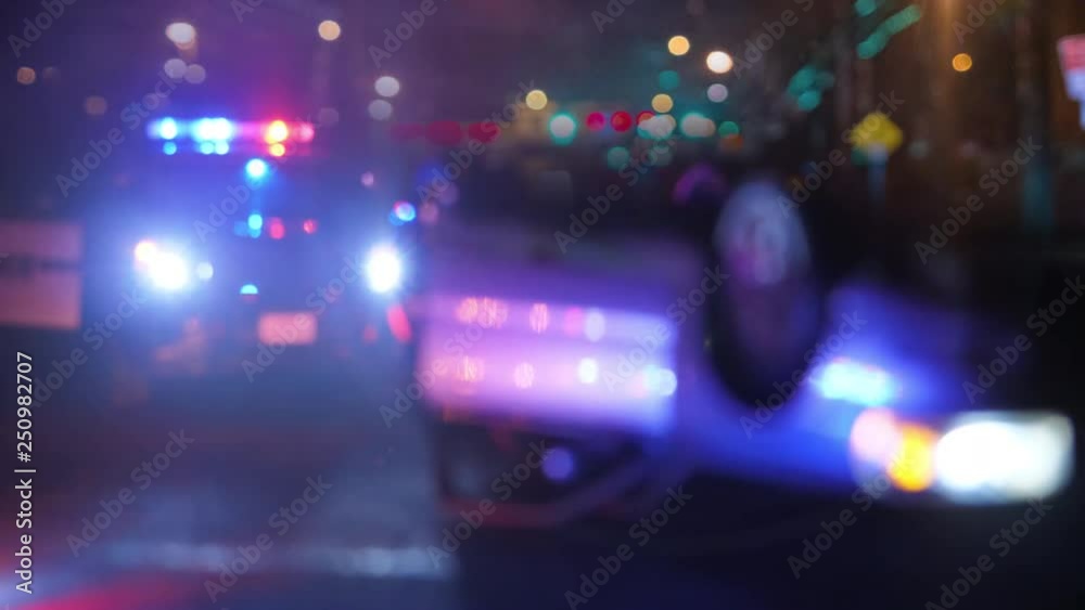 Police Patrol Car at Scene of Emergency (Optical Lens Defocus) Stock ...