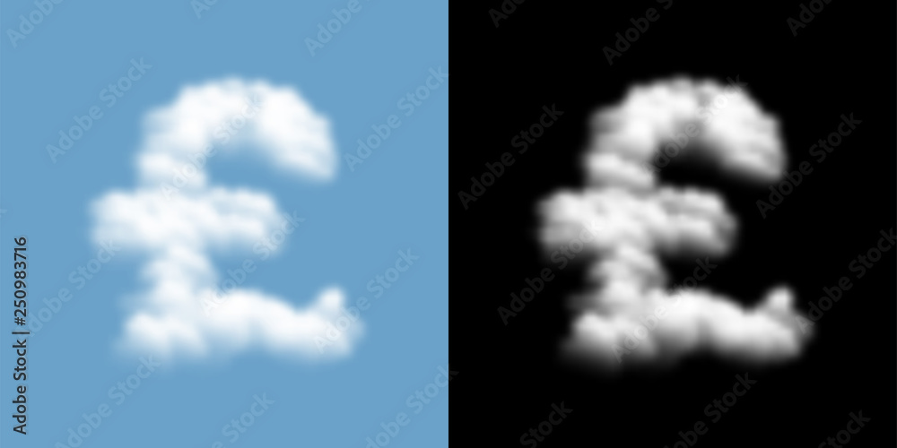 Currency GBP (Pound Sterling) sign and symbol Cloud or smoke pattern ...