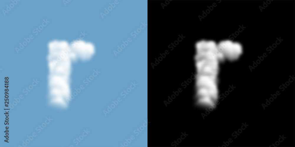 Alphabet lowercase set letter r, Cloud or smoke pattern, illustration ...
