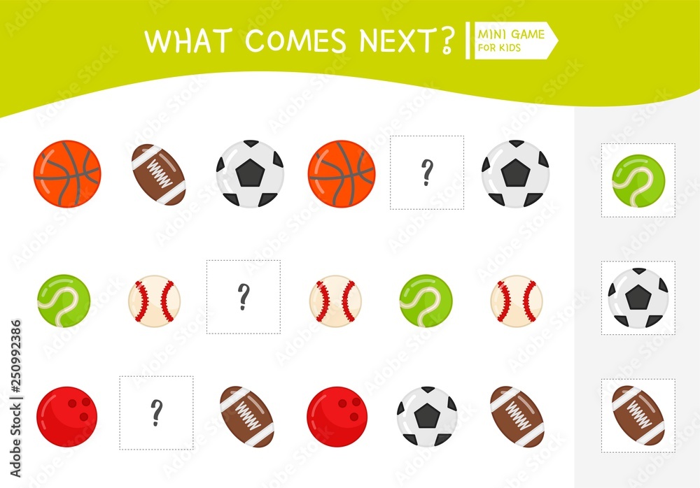 What comes next educational children game. Kids activity sheet, Cartoon ...