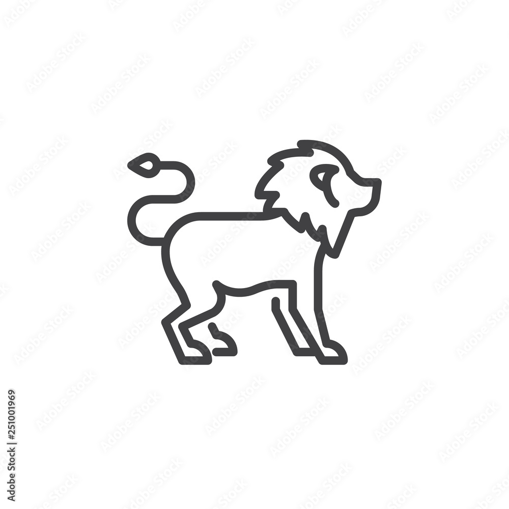 Lion side view line icon. linear style sign for mobile concept and web ...