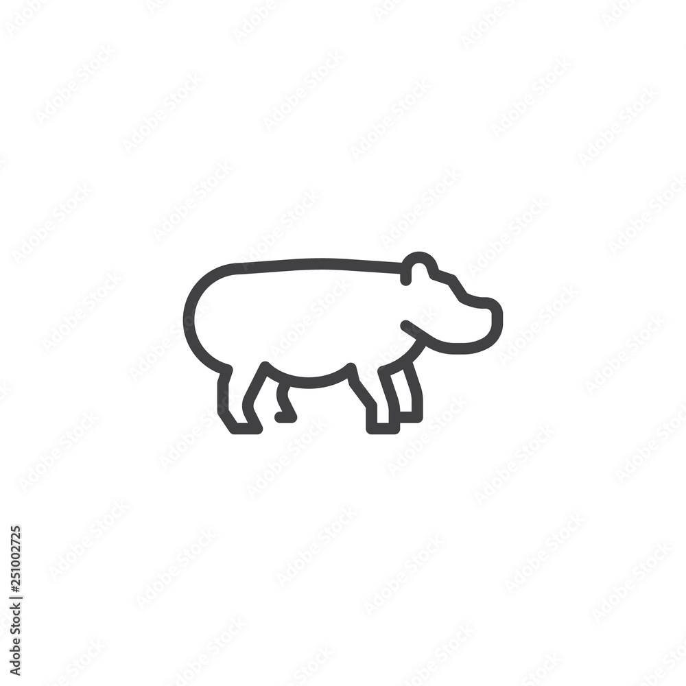 Hippopotamus side view line icon. linear style sign for mobile concept ...