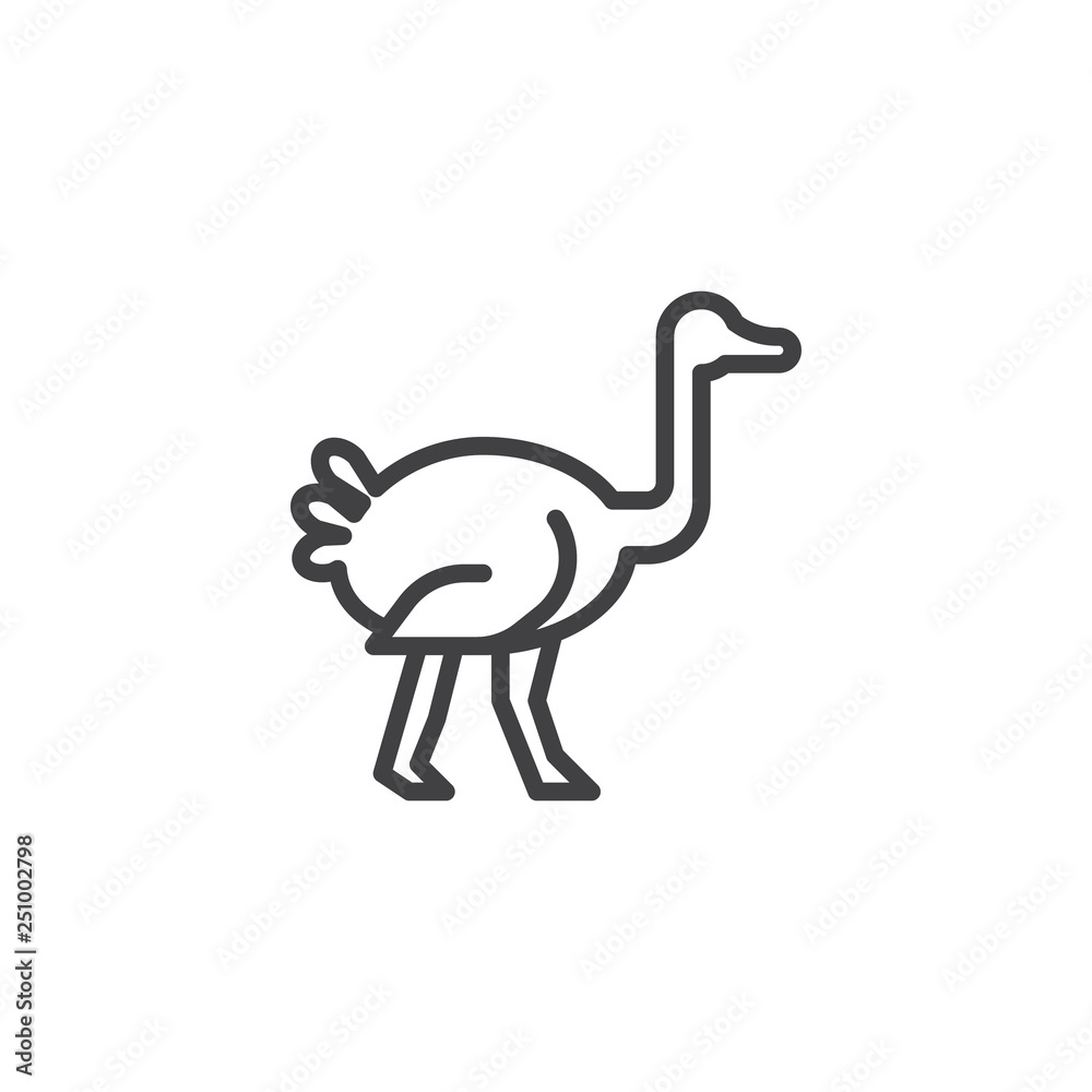 Ostrich side view line icon. linear style sign for mobile concept and ...
