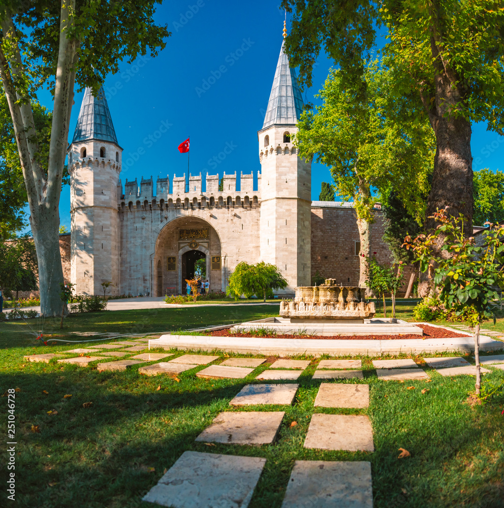 Topkapi palace gate towers and wall in Istanbul Stock Photo | Adobe Stock