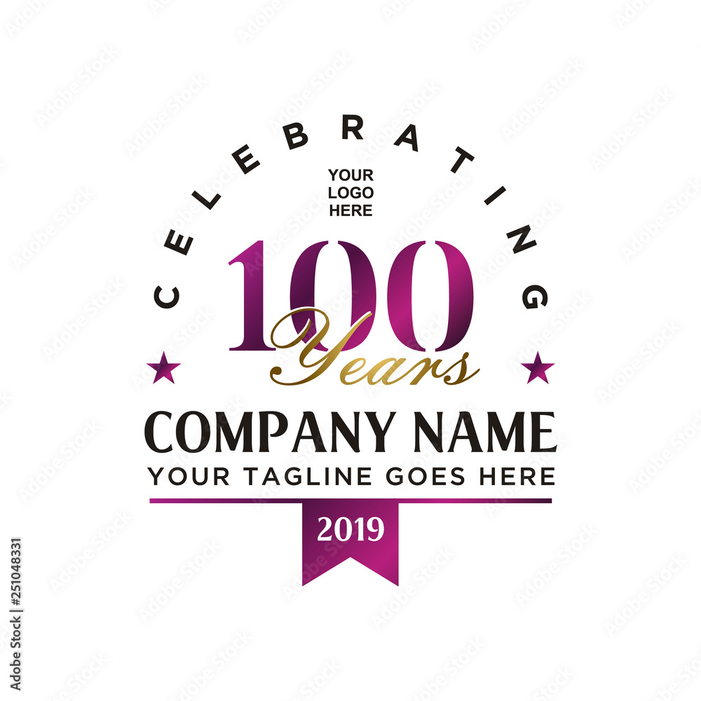 Anniversary 100th company logo design inspiration Stock Vector | Adobe ...