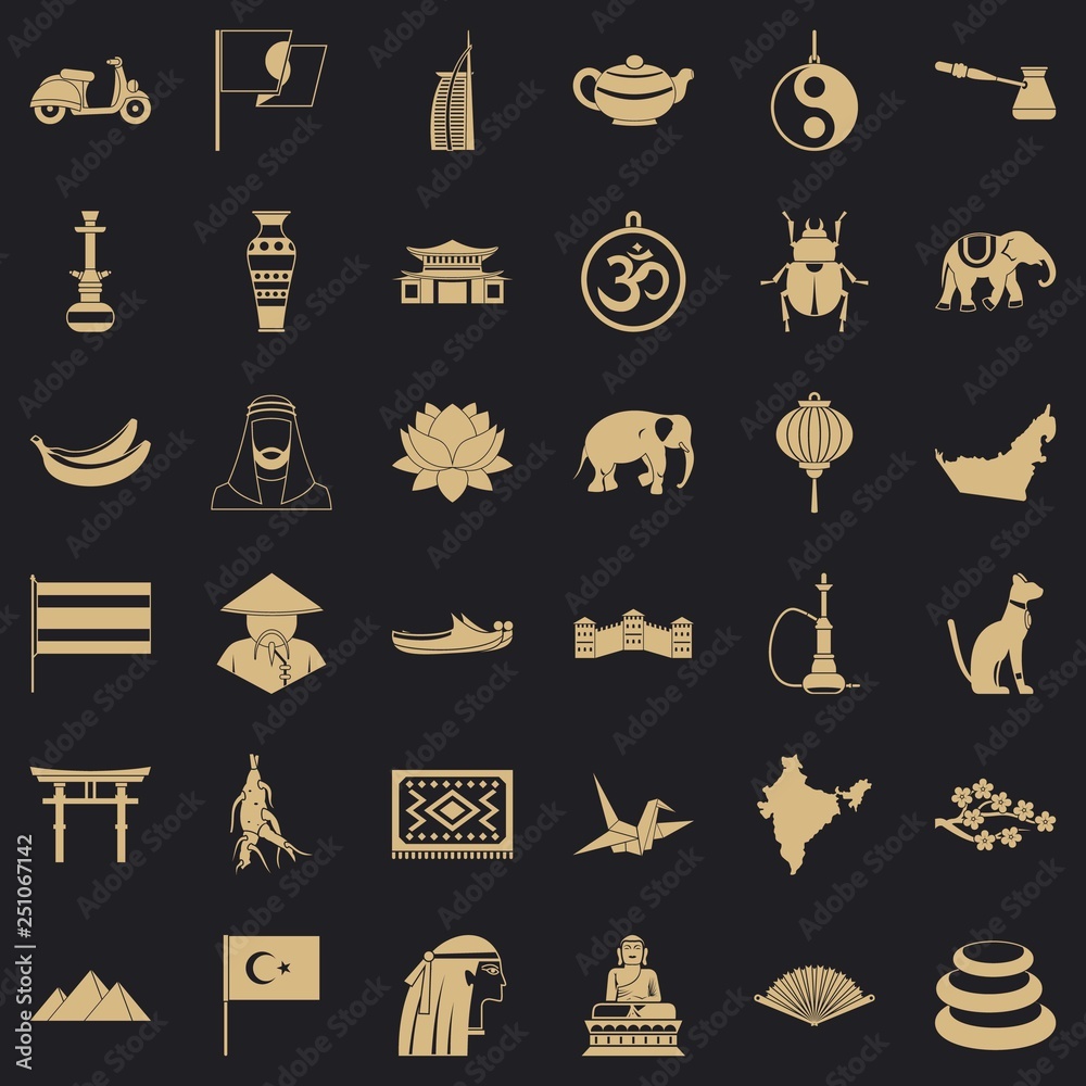 Asia icons set. Simple style of 36 asia vector icons for web for any ...