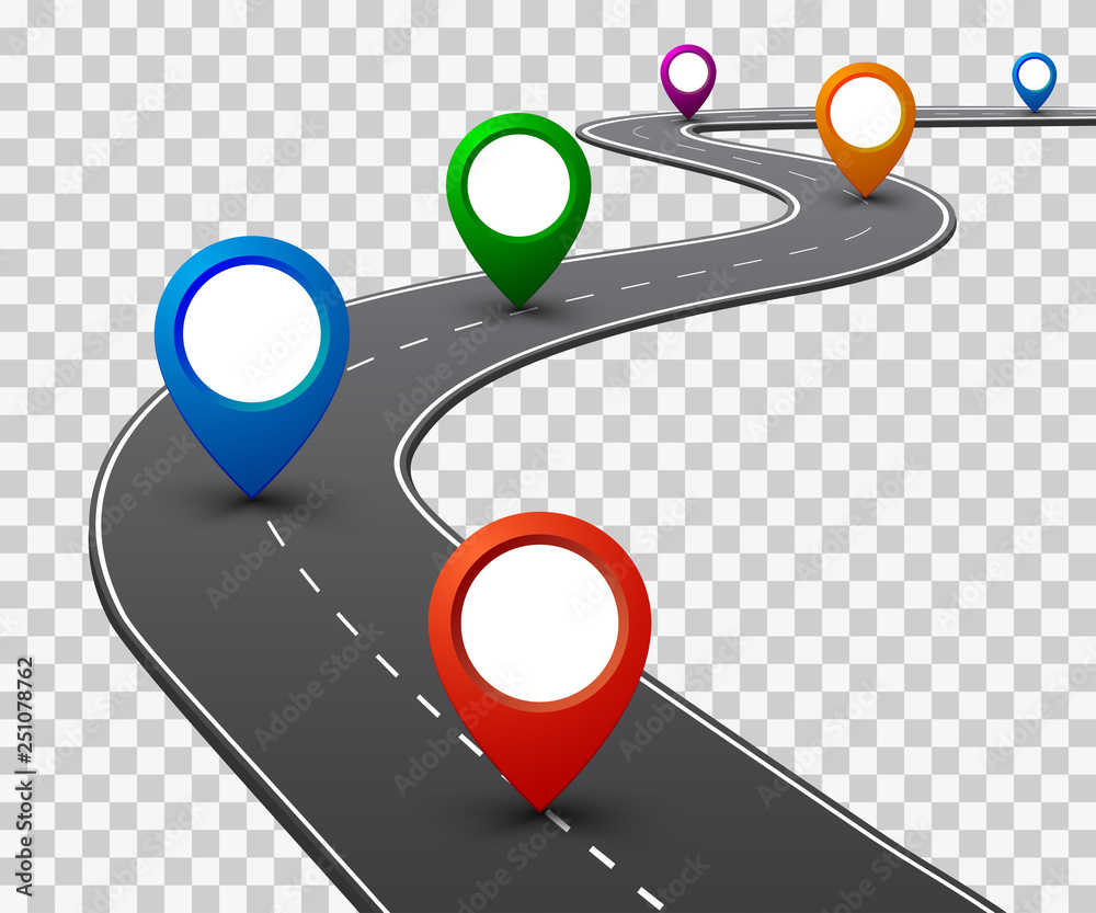 Road with GPS navigation. Car road, street, highway roadmap ...