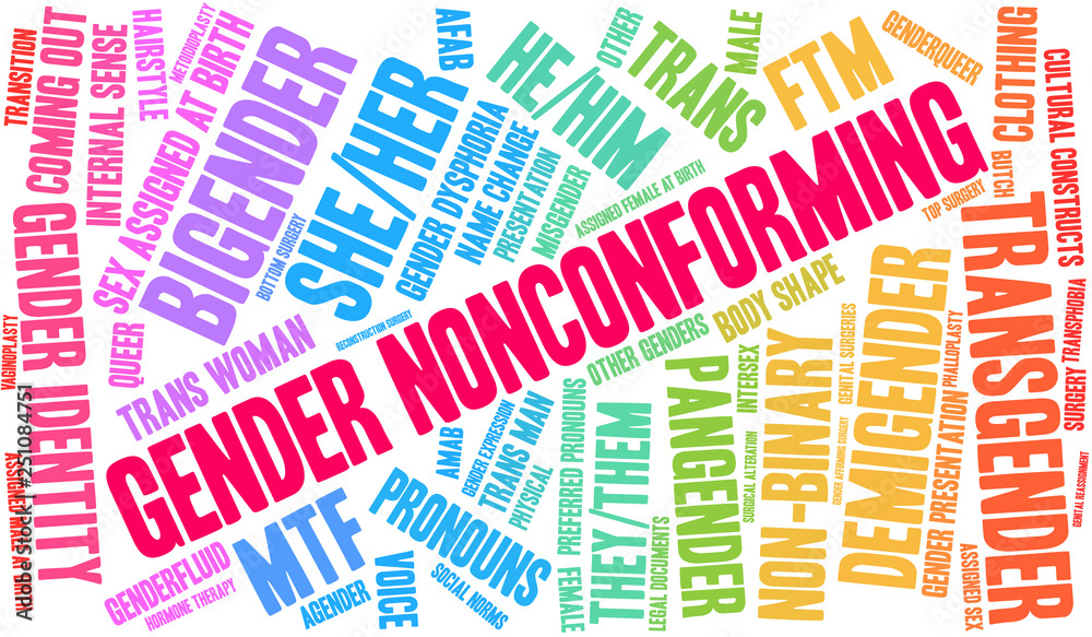 Gender Nonconforming Word Cloud on a white background. Stock Vector ...