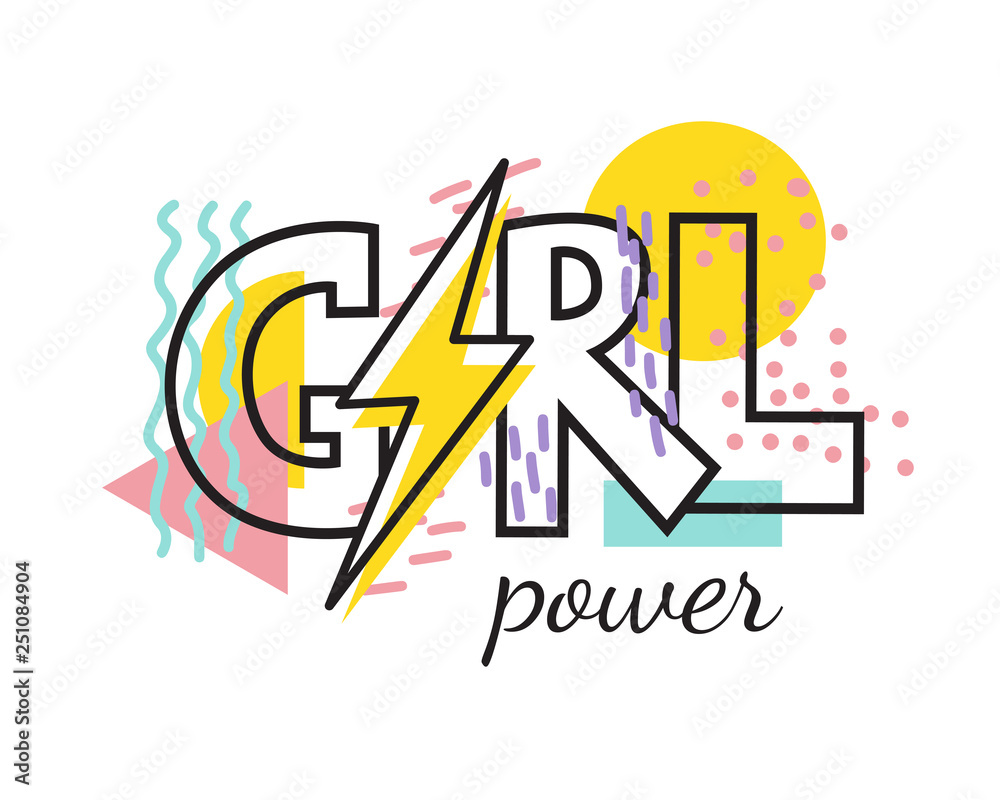 Geometric modern vector lettring Girl Power isolated on white ...